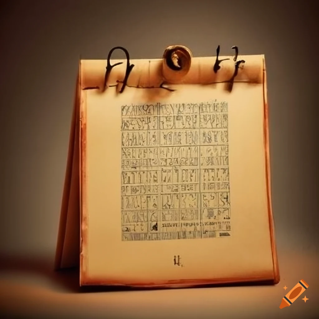 Vintage paper calendar with marked important dates on Craiyon