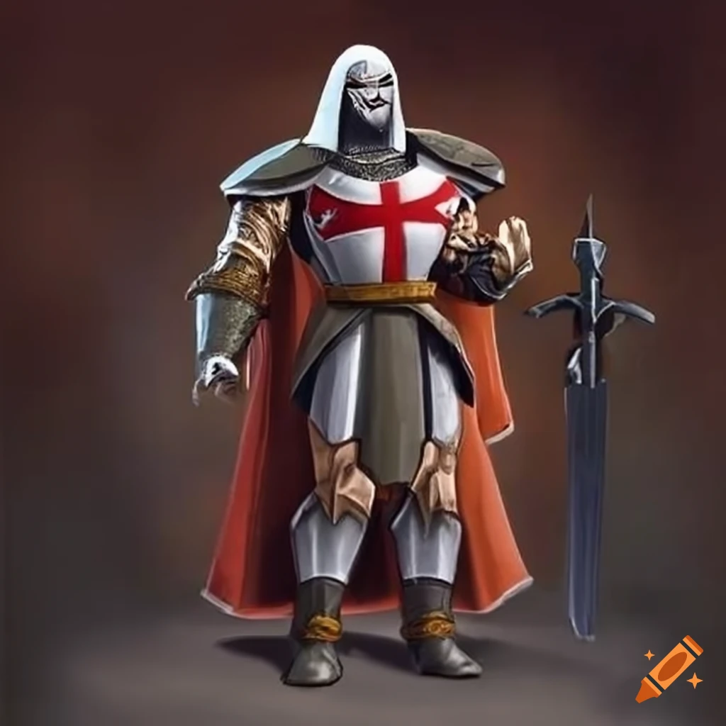 Valak wearing templar armor and holding a sword