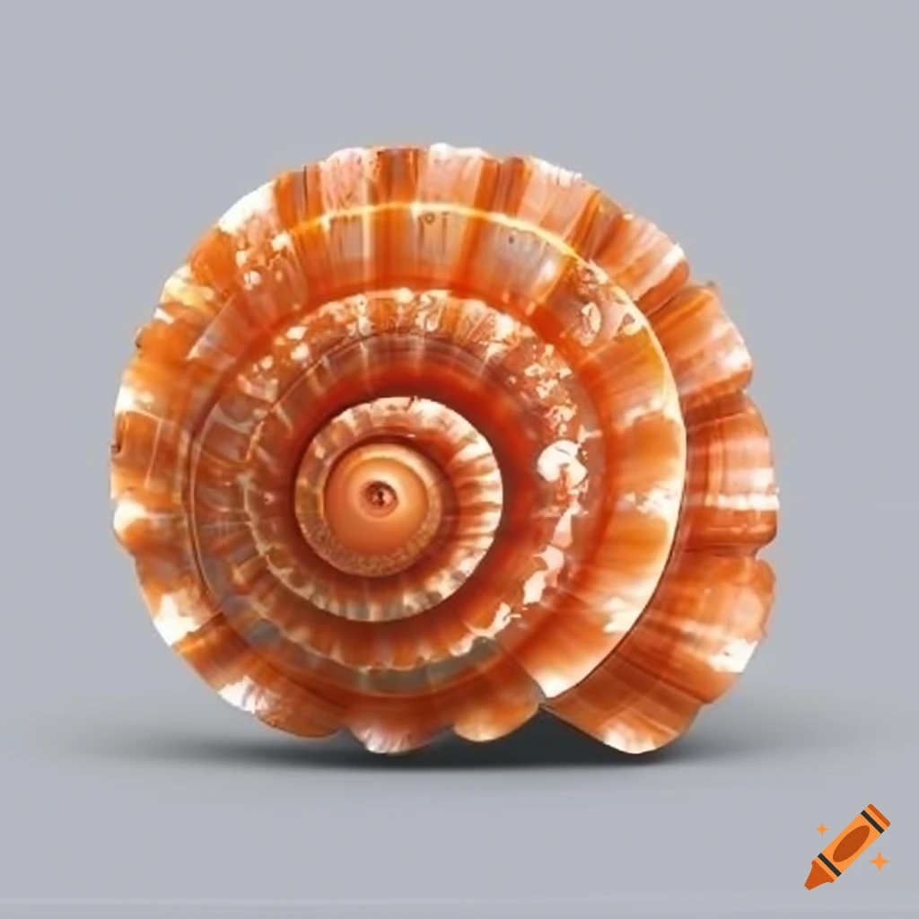 Cartoon rendering of a sparkling orange seashell on Craiyon