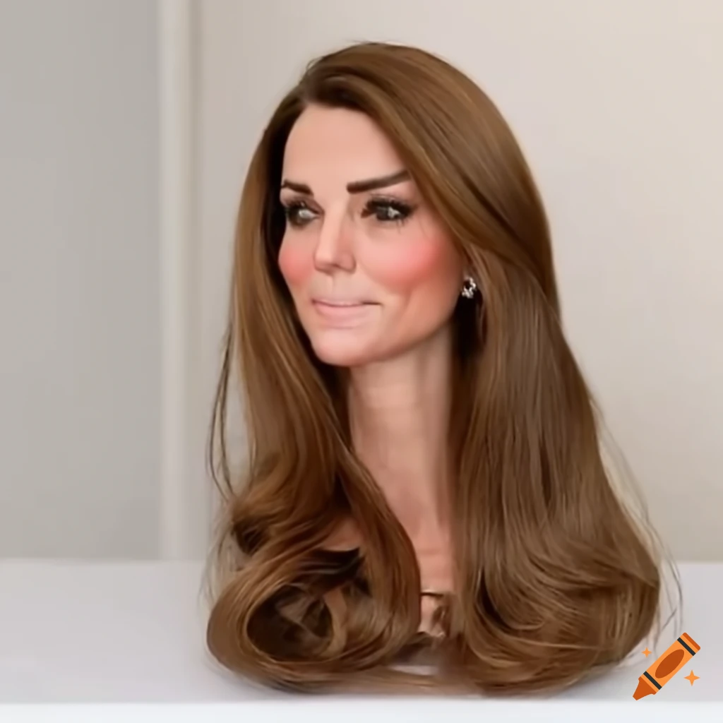 Realistic kate middleton styling head with long hair on Craiyon