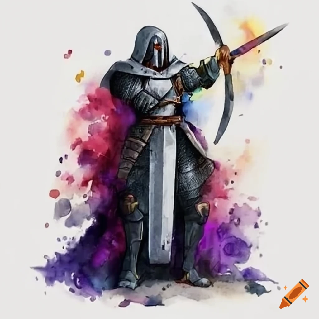 Valak in templar armor with dual swords on Craiyon