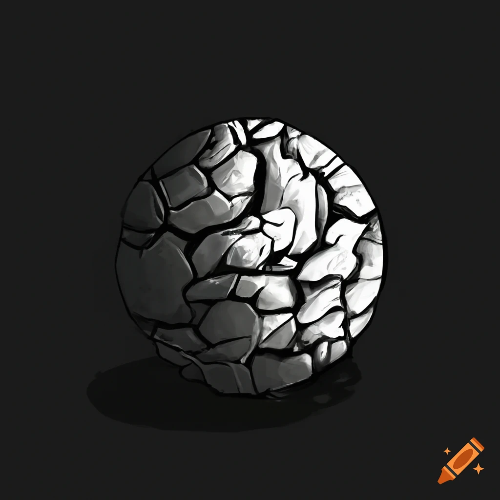 Anime-style illustration of a destroyed round stone