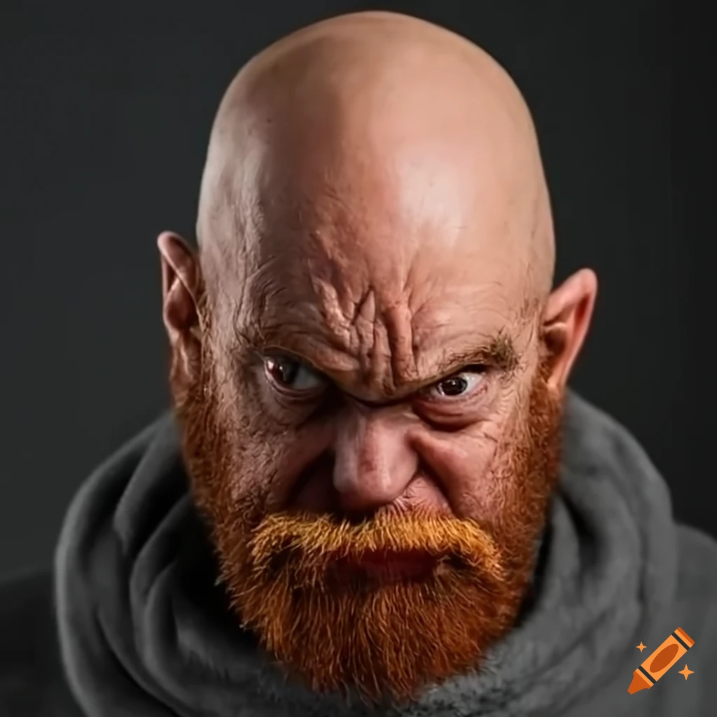Portrait of an angry middle-aged man with a red beard
