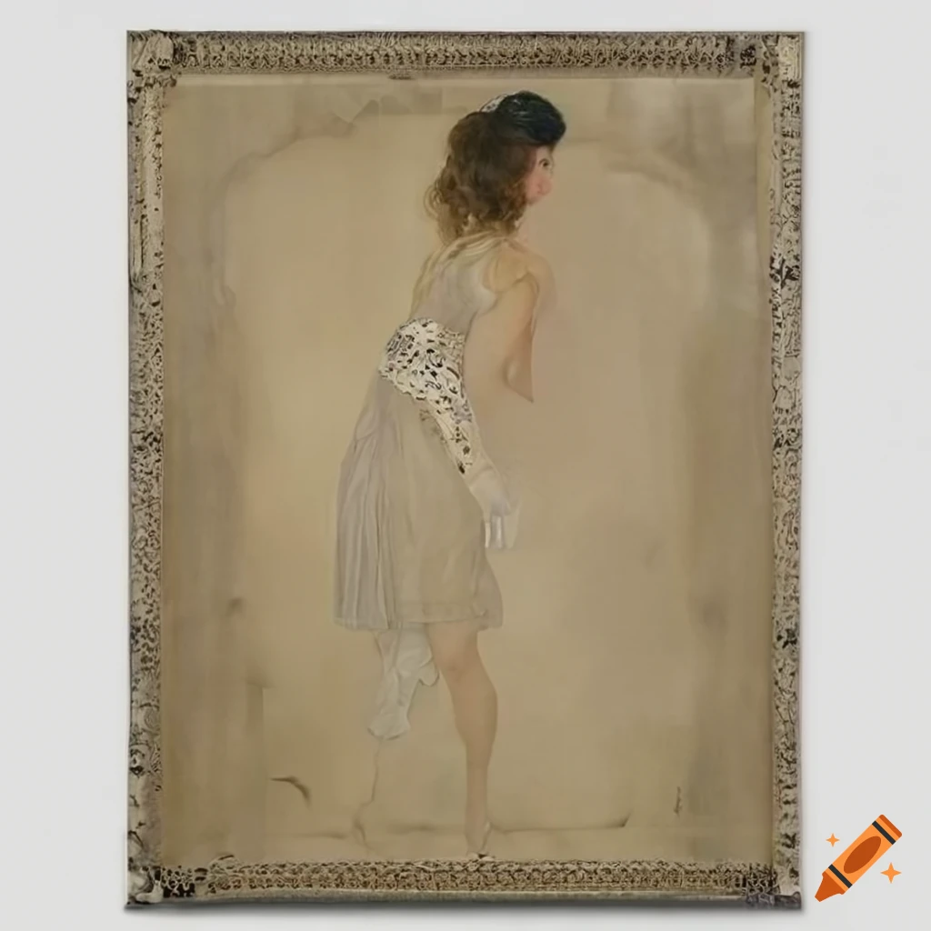 Painting of young women in ruffled shorts and sad expressions on Craiyon