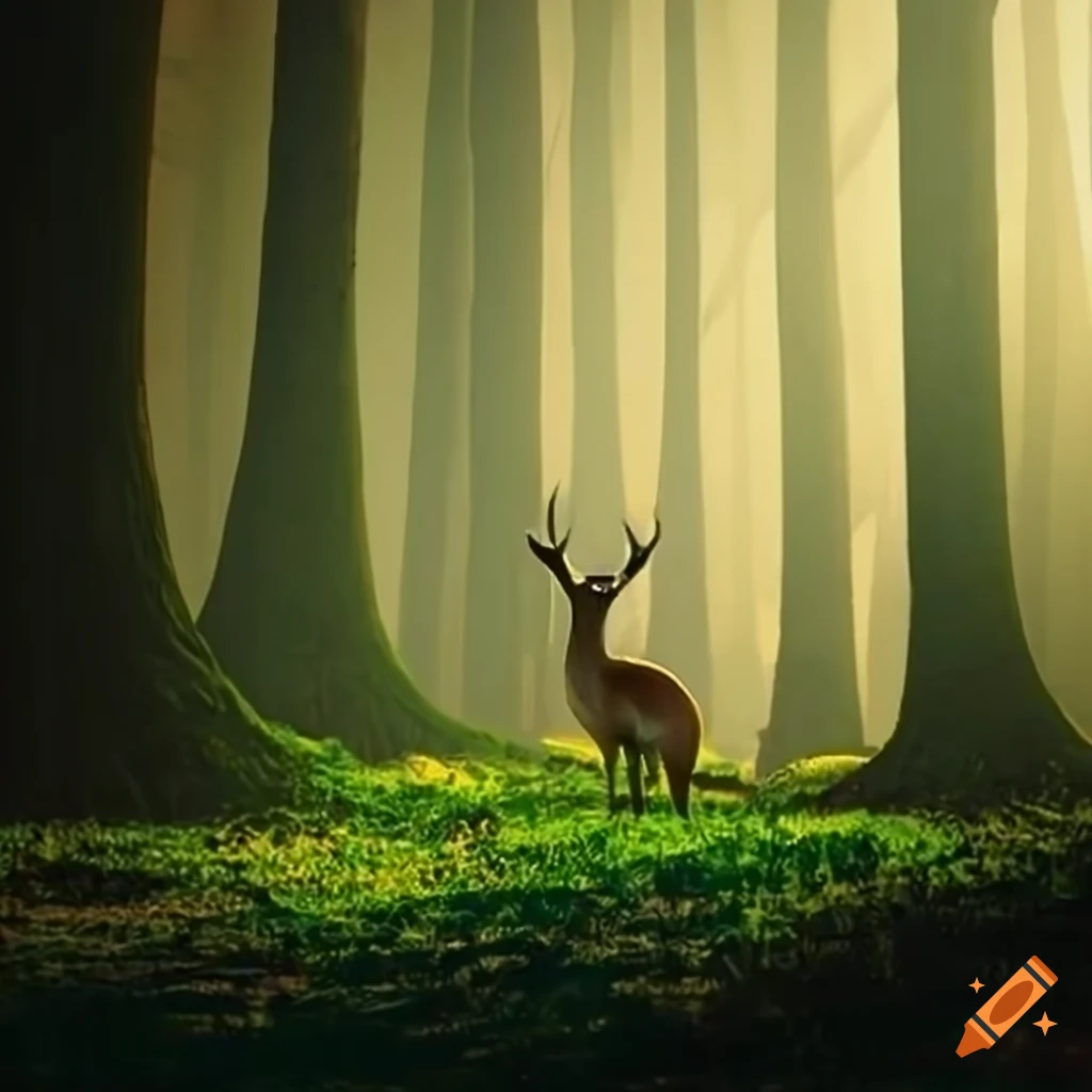 Deer in the deep forest on Craiyon