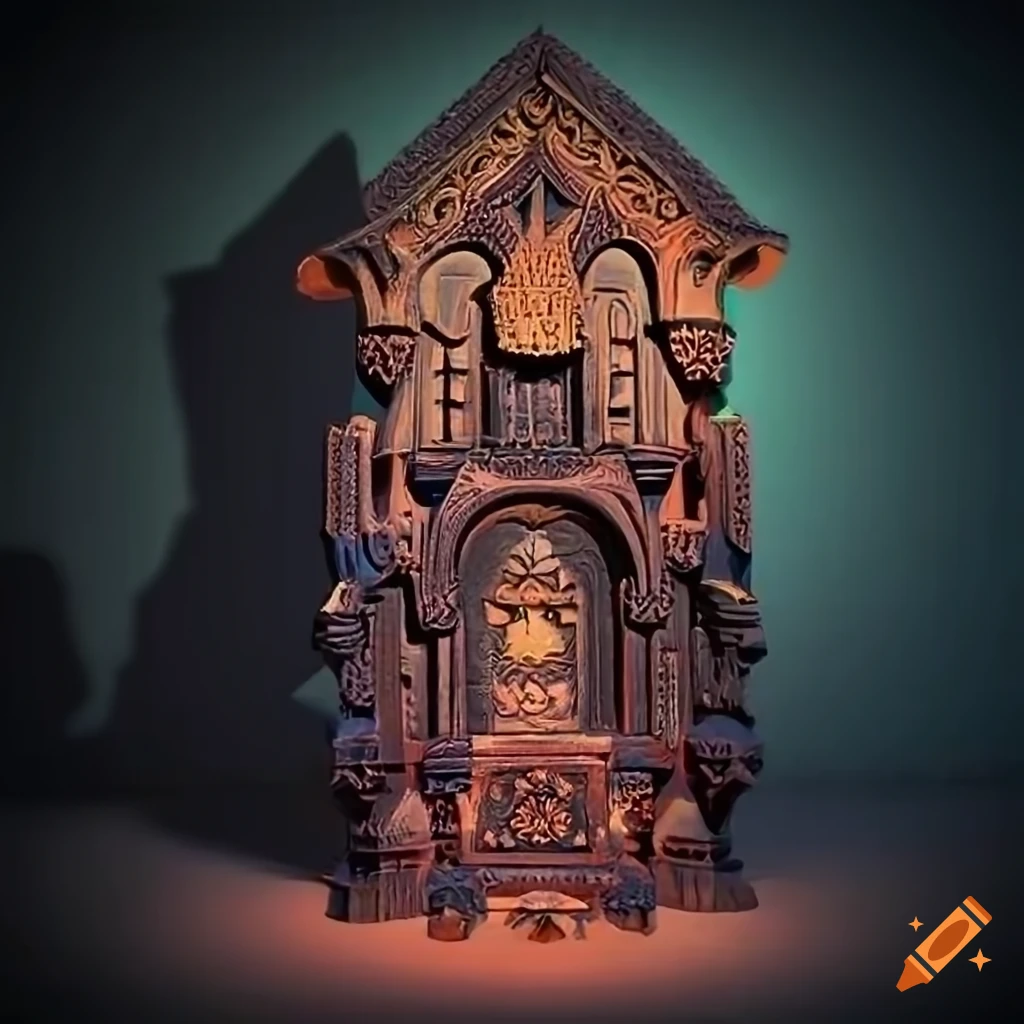 Detailed architectural carving with zelda game motif on Craiyon