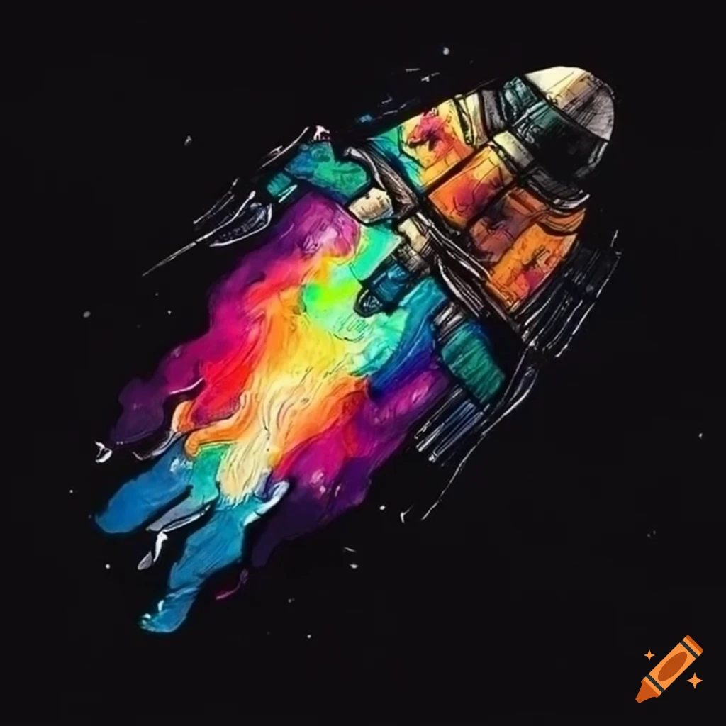 Realistic black ink drawings of spaceships in space on Craiyon