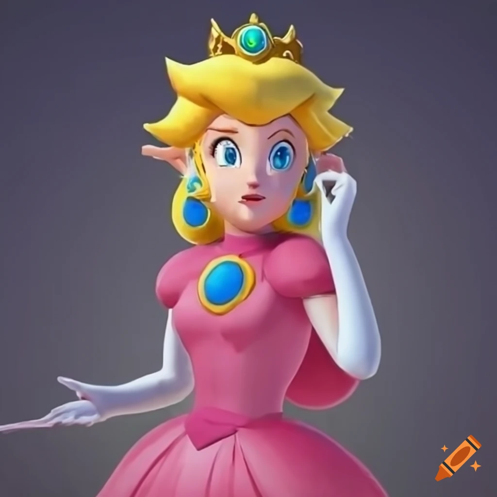 Link admiring princess peach's ballgown