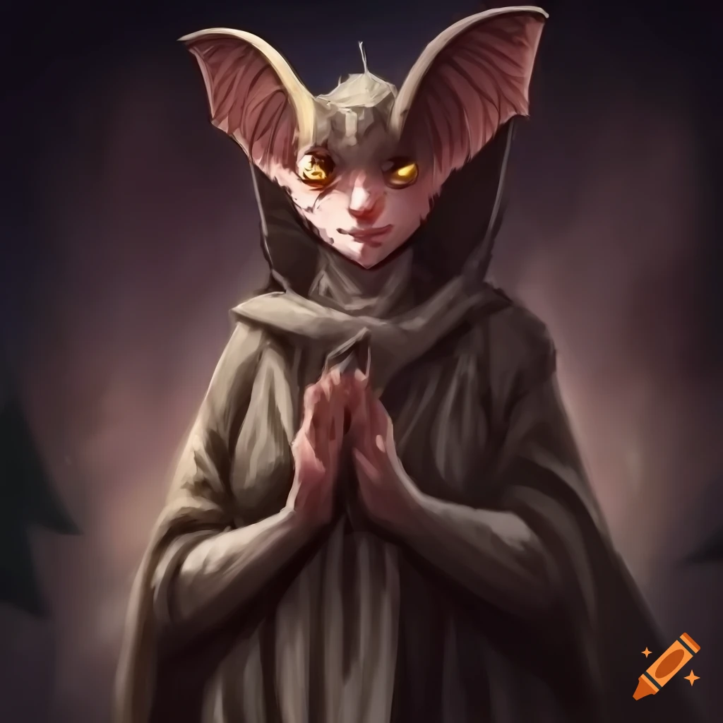 Fantasy art of a female bat-like cleric character on Craiyon