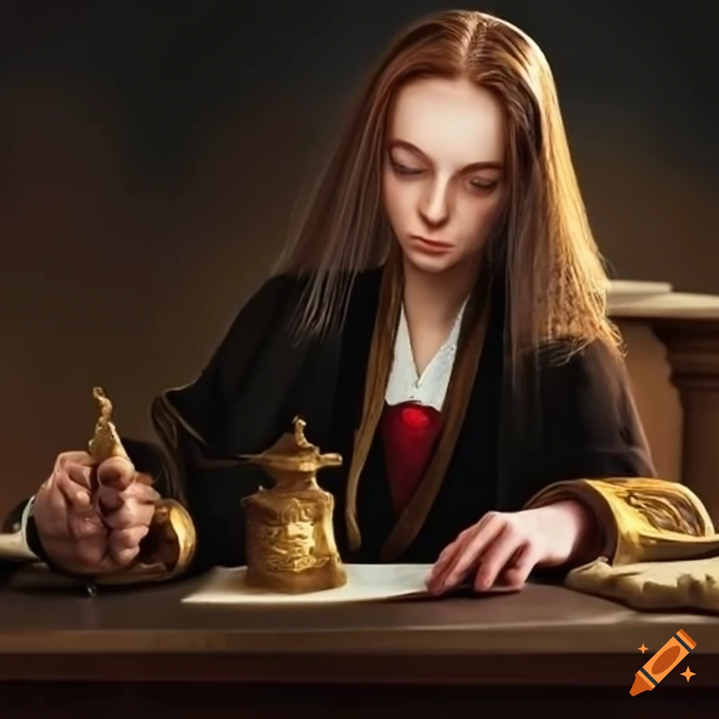 Image of a female scholar studying an artifact