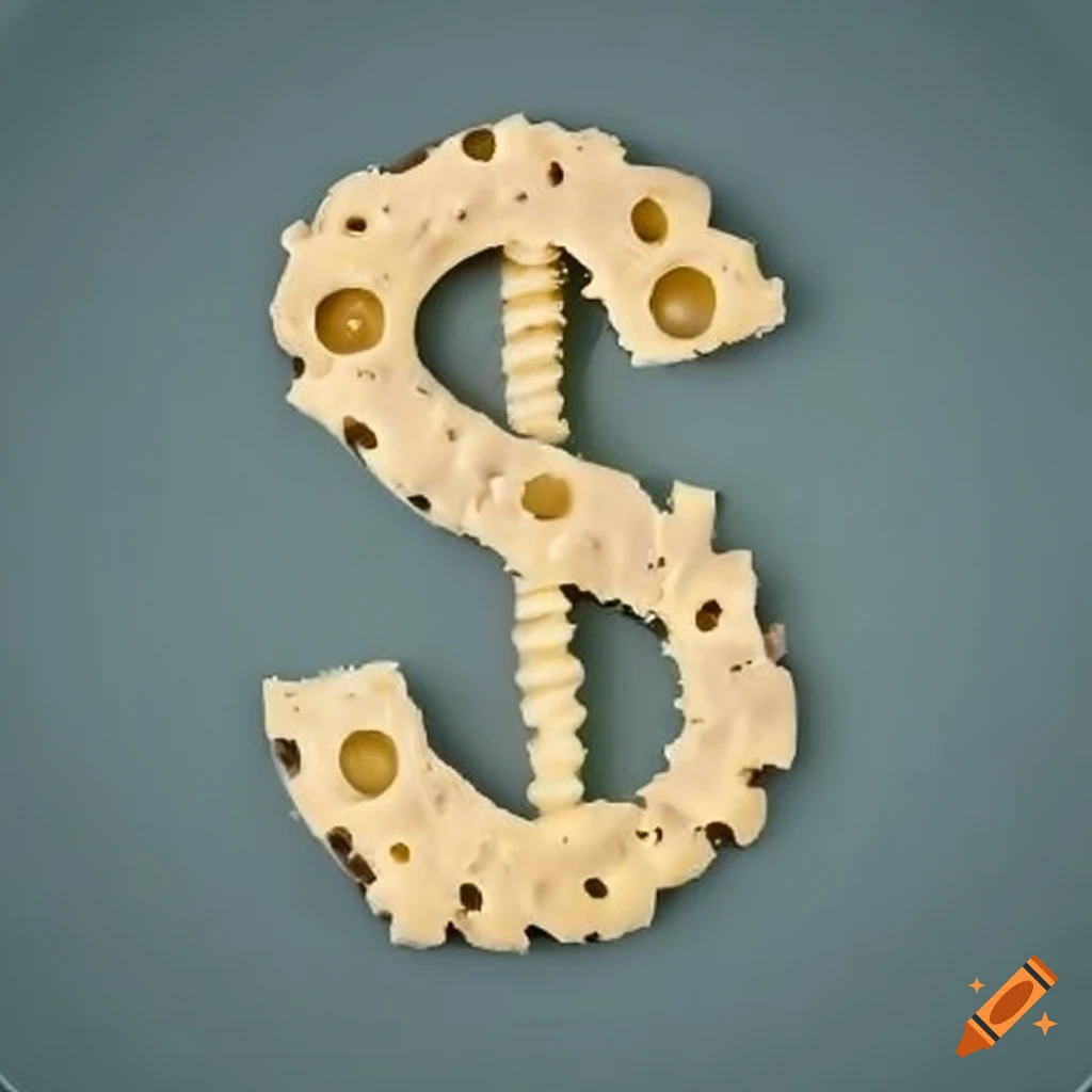 Cheese shaped like a dollar symbol on Craiyon