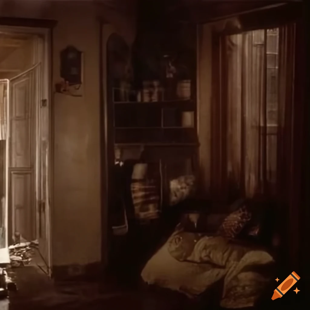 Grindhouse movie scene in a dirty living room on Craiyon