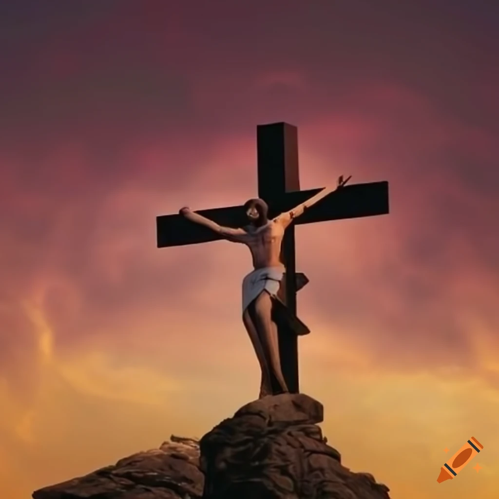 Sunset with Jesus on the cross on Craiyon