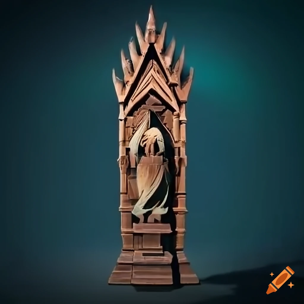 Detailed architectural stave carving artwork on Craiyon