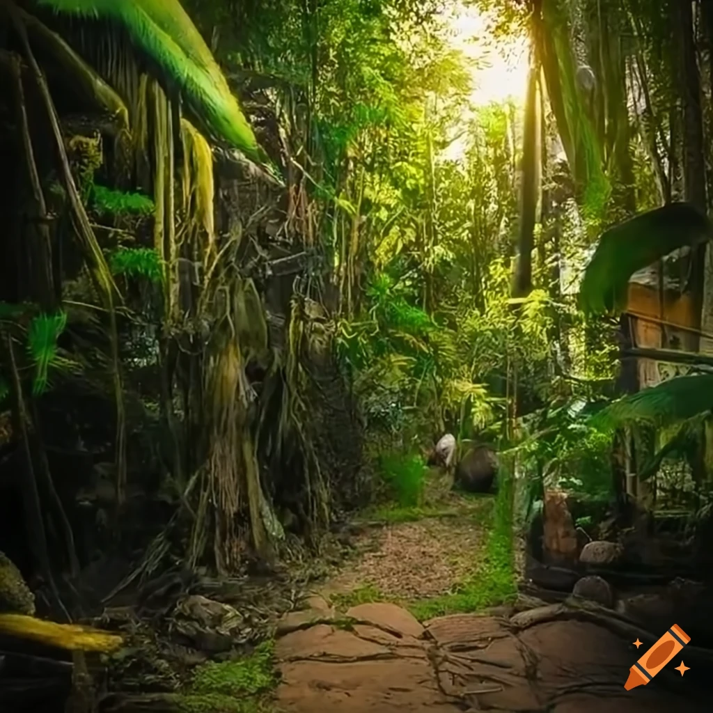 Mountain farm with a traditional nipa hut