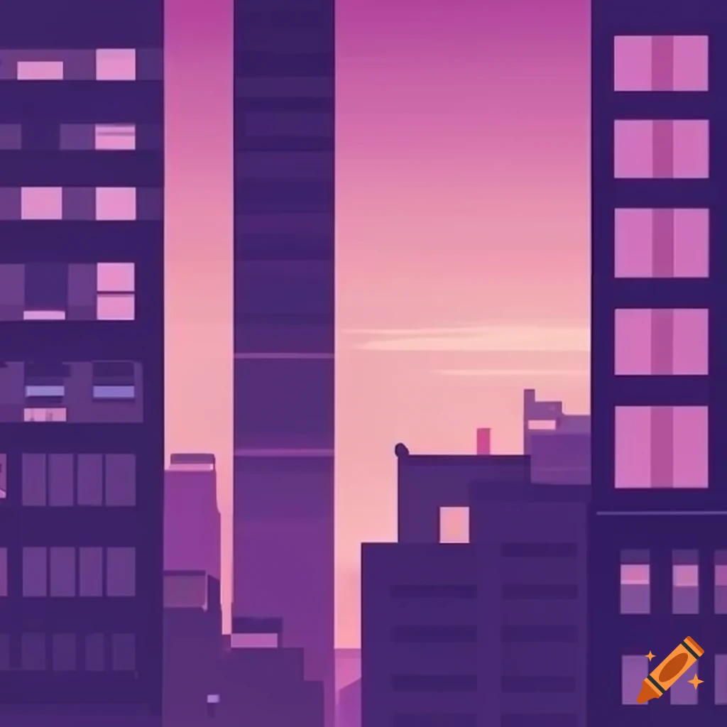 Minimalist cityscape for a platforming game on Craiyon