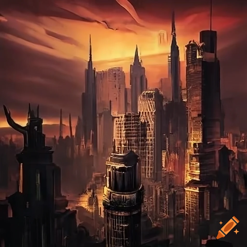 Image of a destroyed metropolis on Craiyon