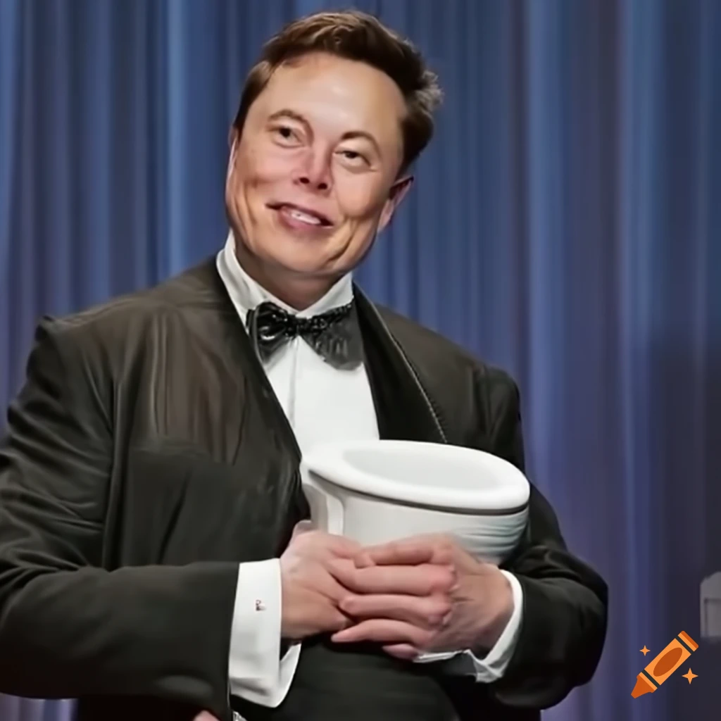 Elon Musk holding a toilet on Craiyon