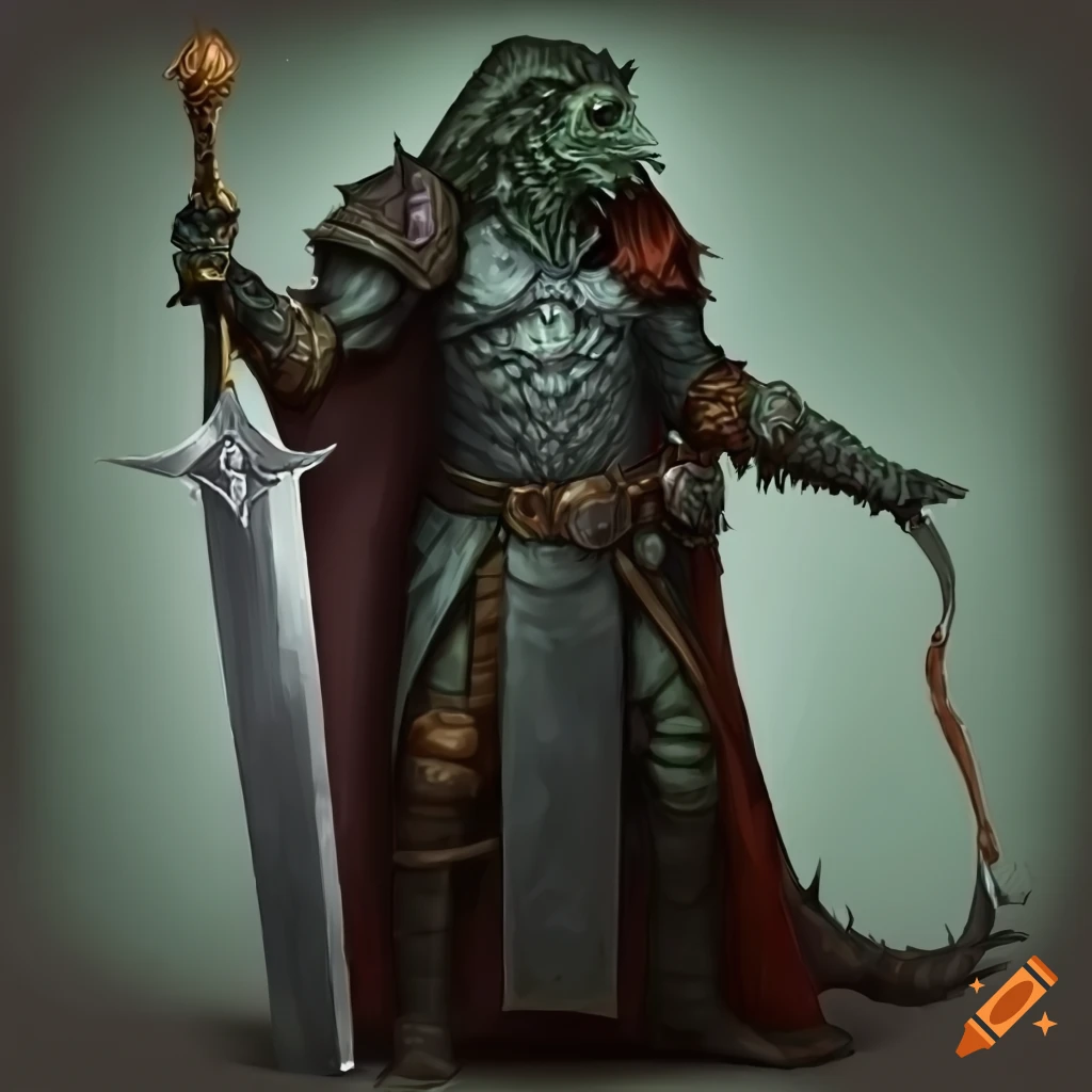 Giant toad warrior with prehistoric weapons on Craiyon