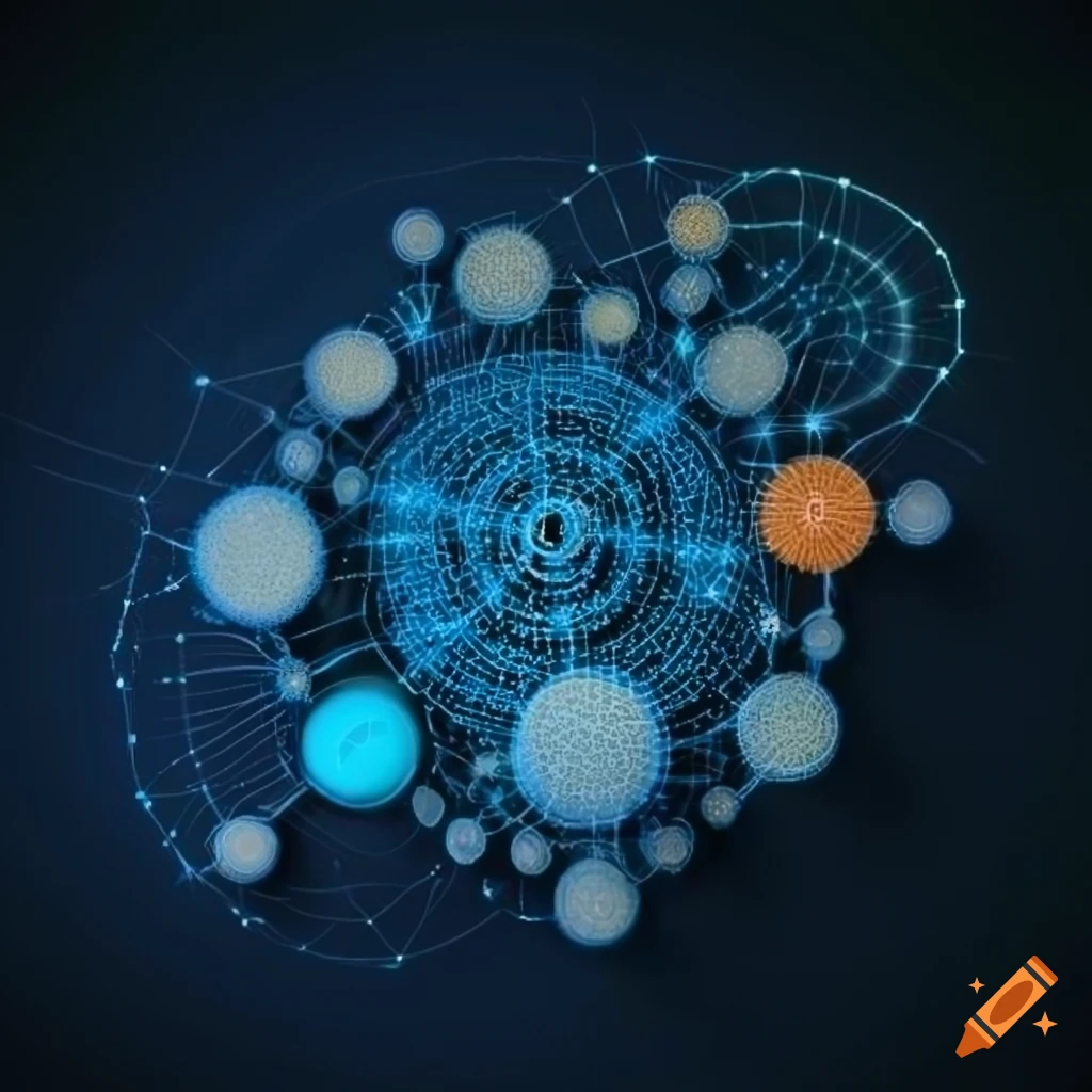 Abstract artwork depicting executive functions in a network structure ...