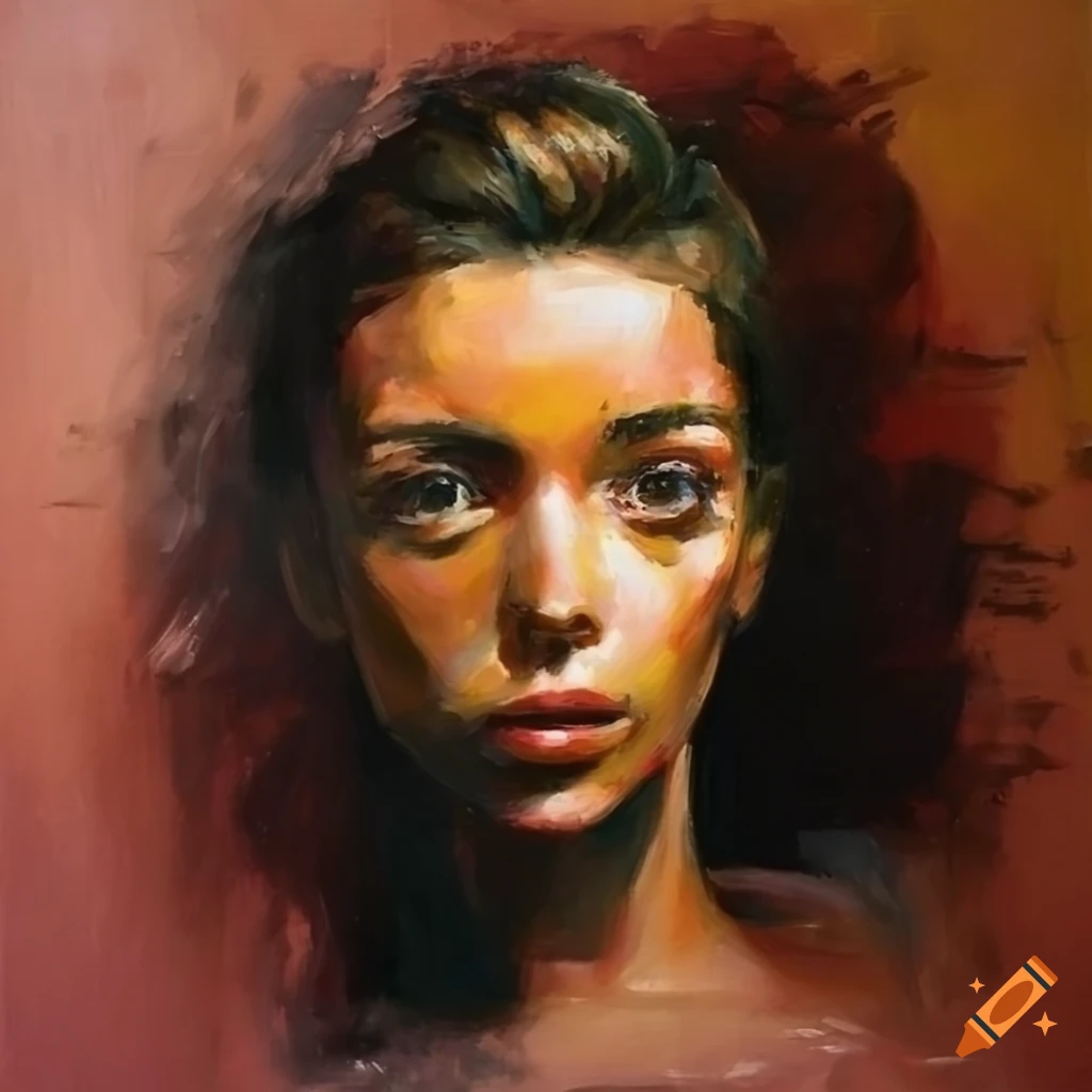 Expressionistic oil portrait painting on Craiyon
