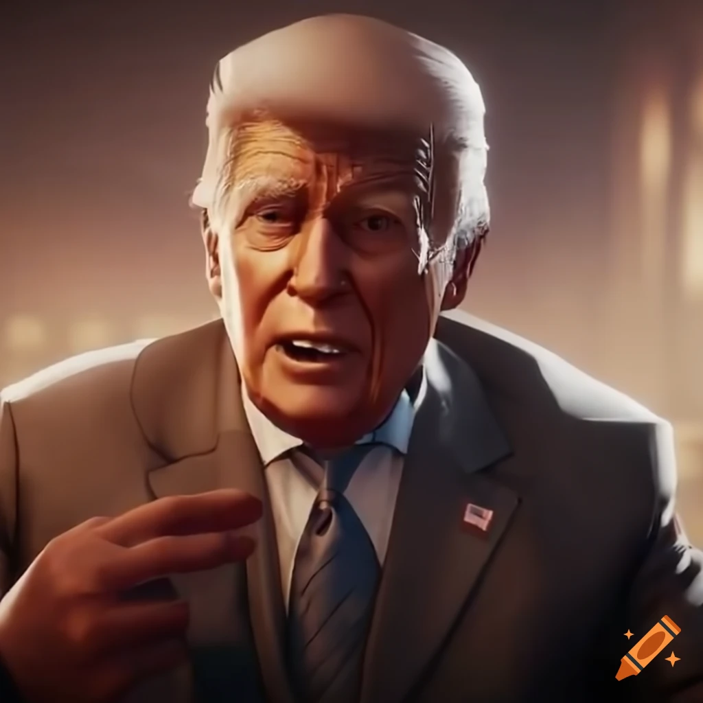 Unreal engine scene of a president speaking on tv on Craiyon