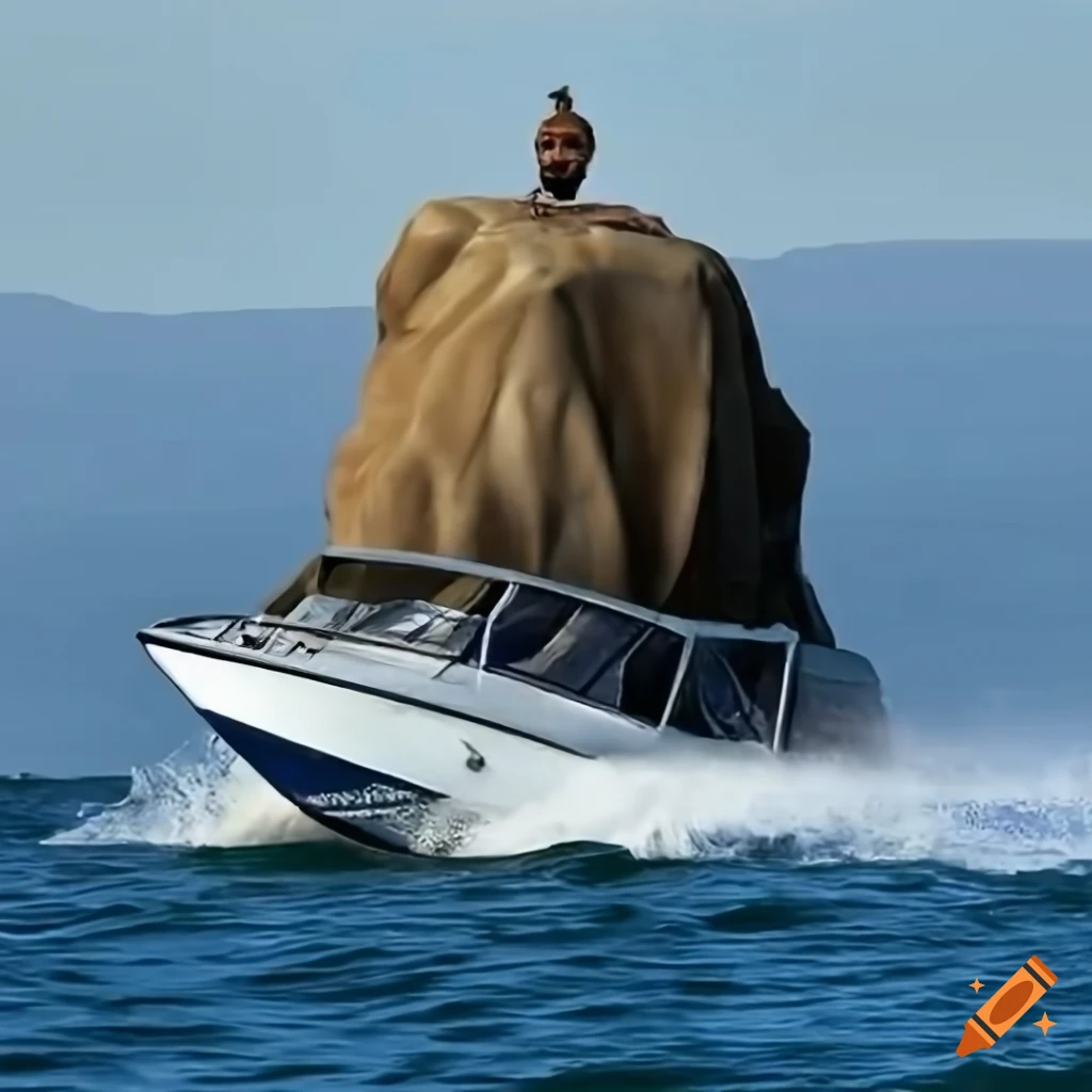 Photorealistic depiction of Dwayne Johnson on a boat on Craiyon