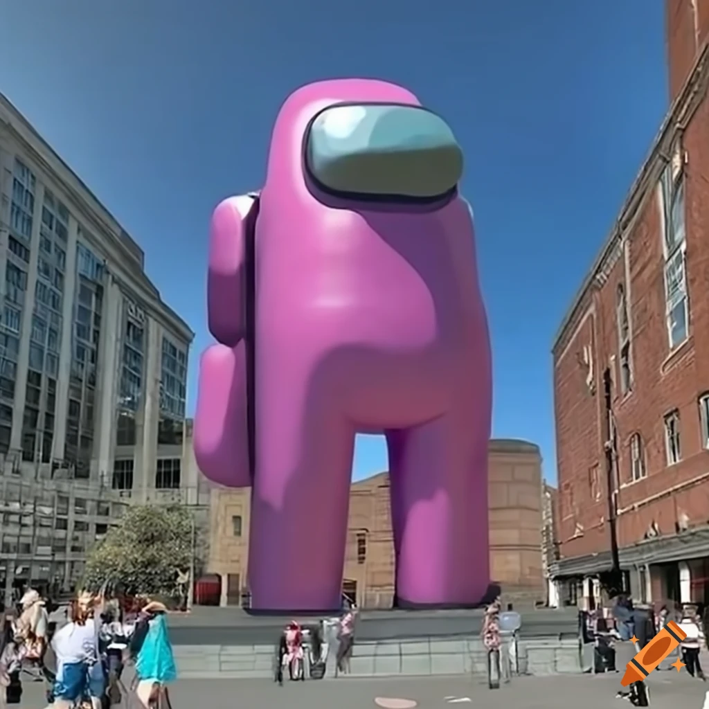 Impressive statue of a giant among us crewmate on Craiyon