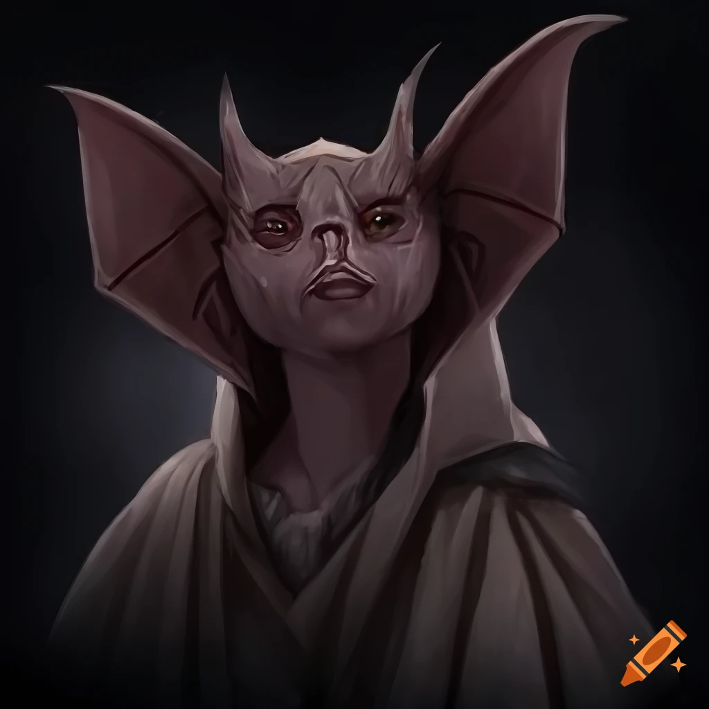 Fantasy art of a female cleric with bat characteristics on Craiyon