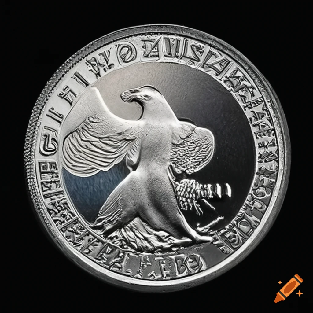 A single silver coin on Craiyon