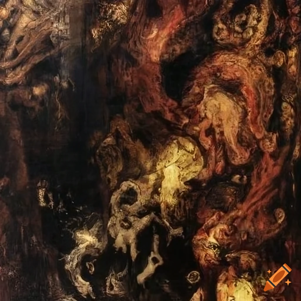 Closeup of john martin's painting pandemonium