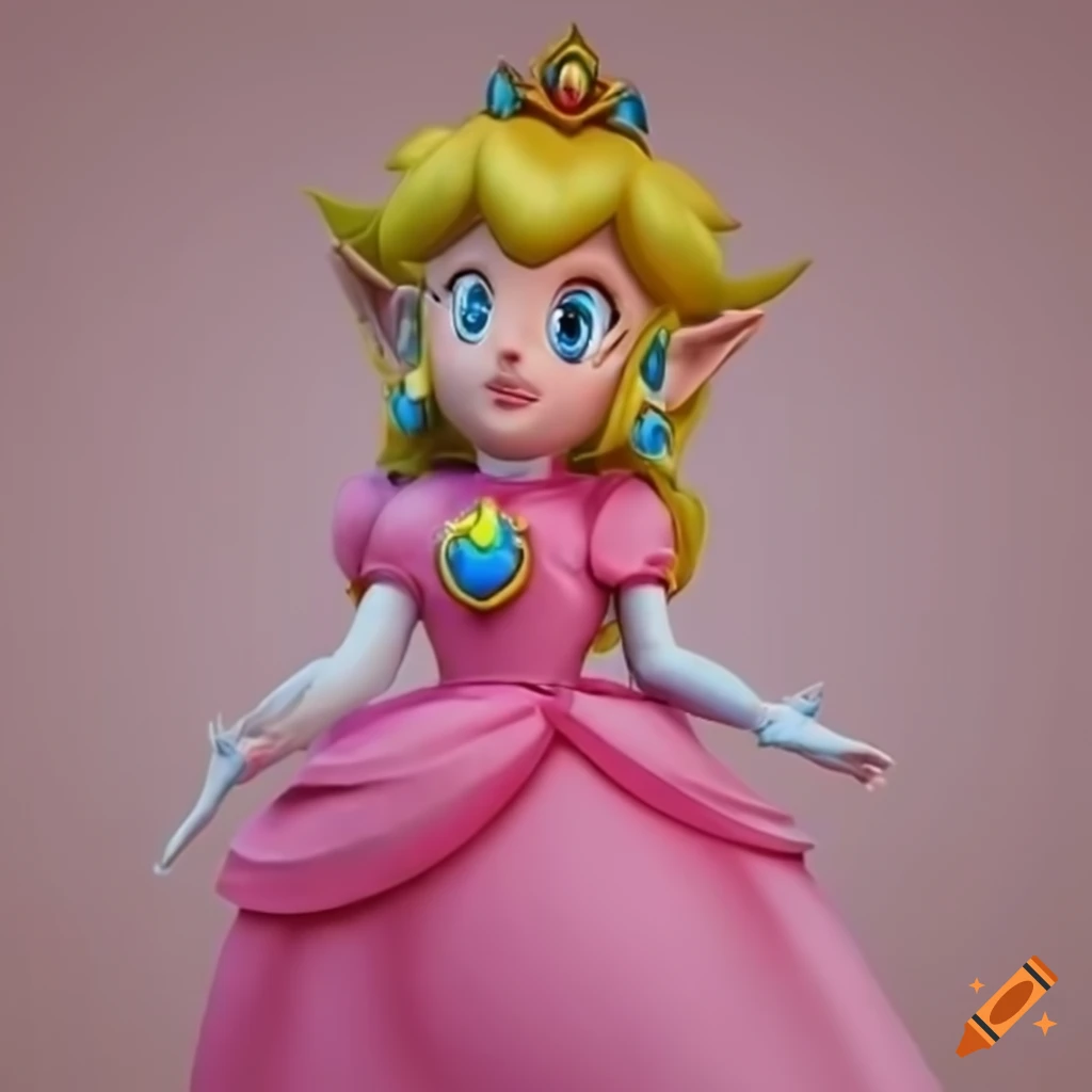 Princess peach and link in pink silk ballgowns posing together on Craiyon