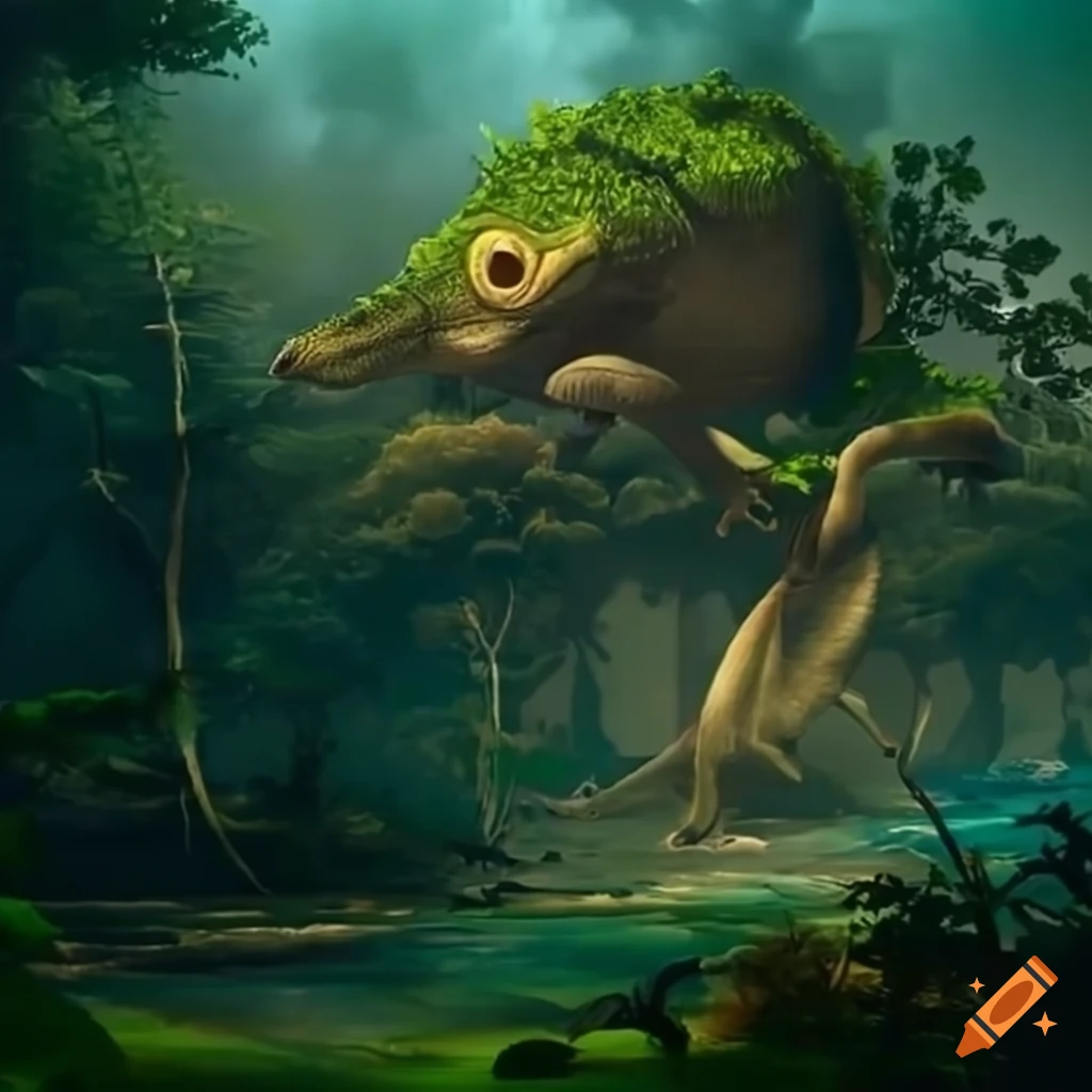 Primitive anthropod aliens in the jungle on Craiyon