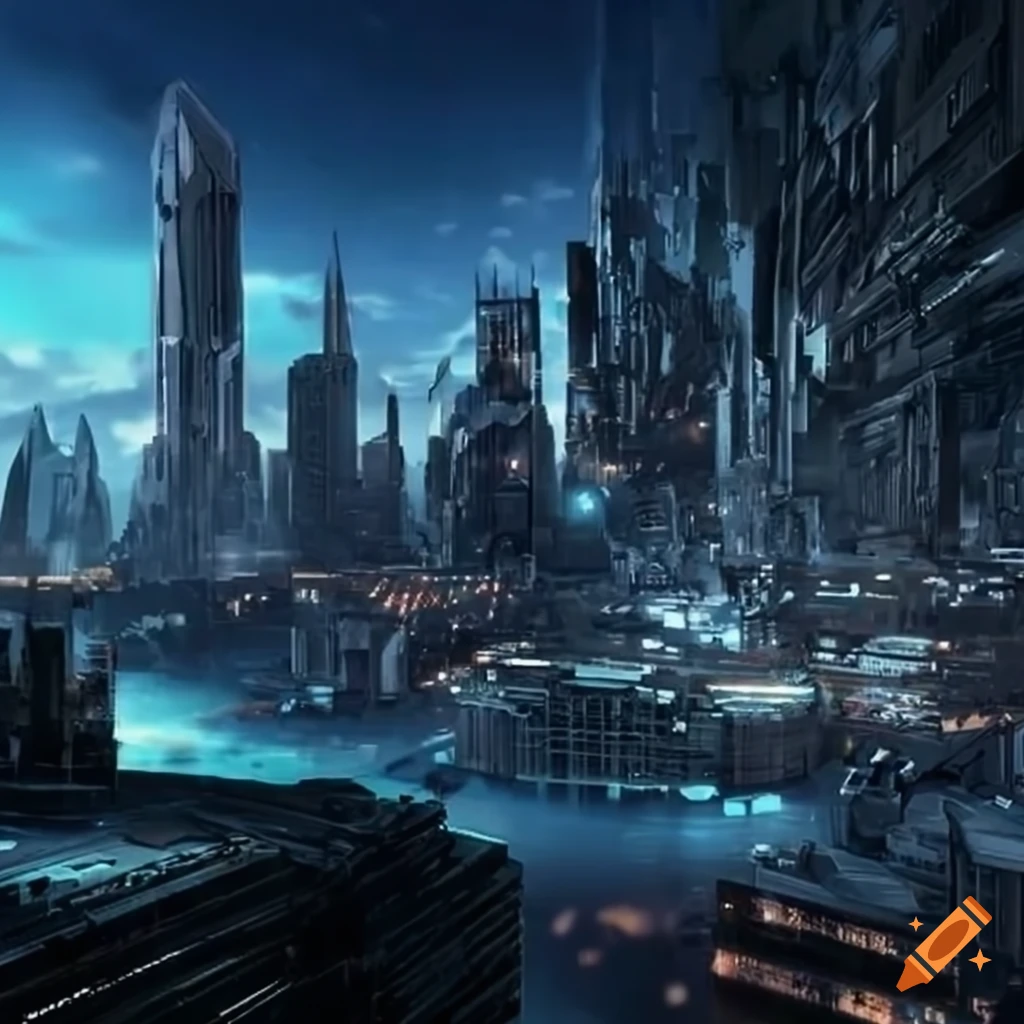 Futuristic cityscape of cybertron on Craiyon