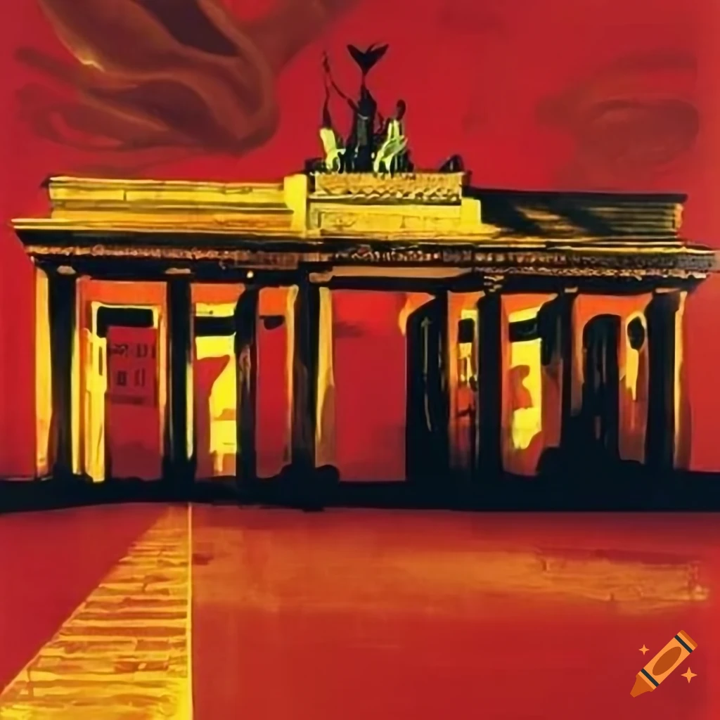 Sausage brandenburg gate in soviet propaganda style with more sausages ...