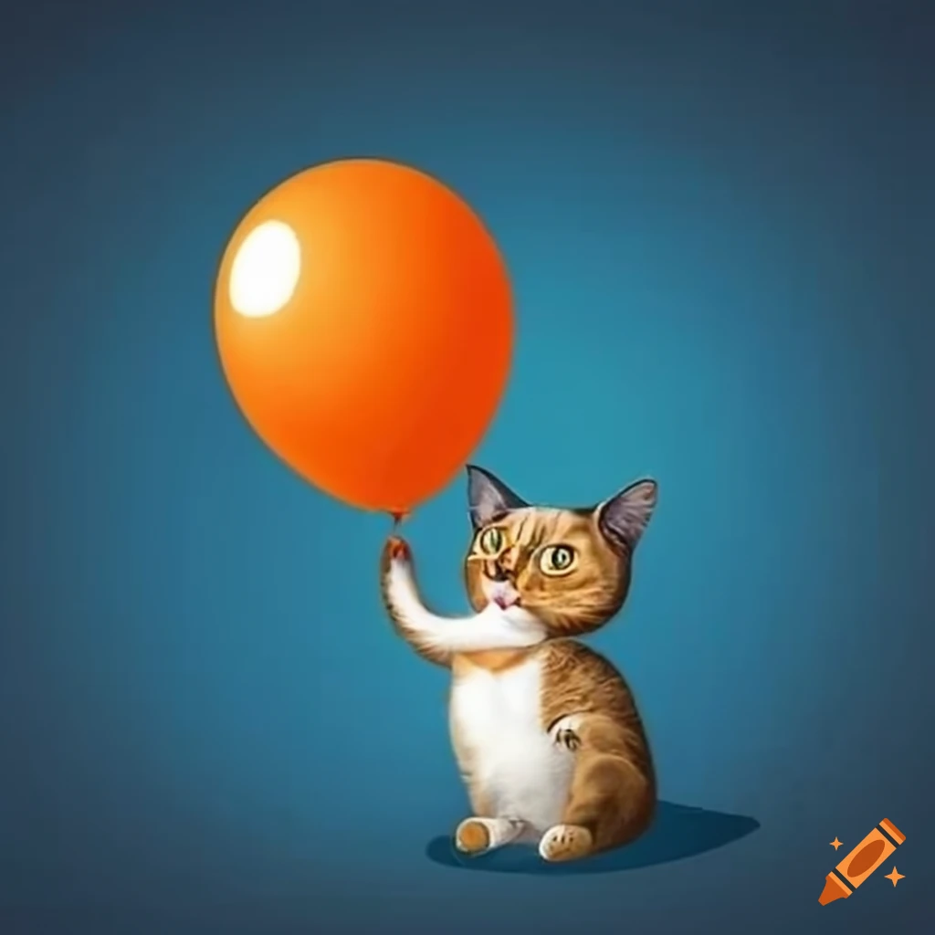 Cat playing with a balloon on Craiyon