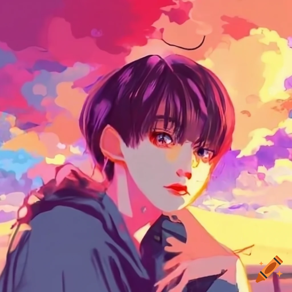 Doomerboy wojak black hair boy eboy on Craiyon