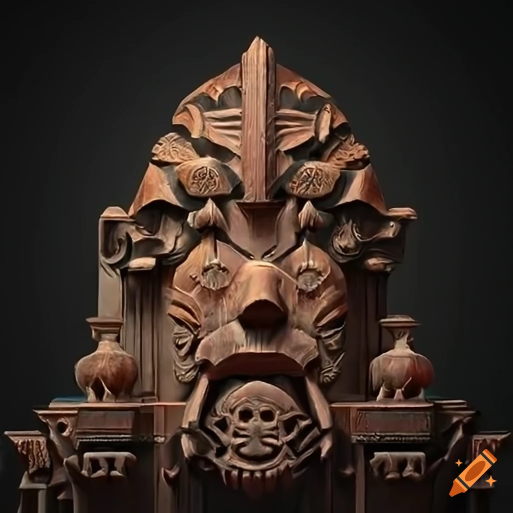 Detailed architectural stave carving artwork