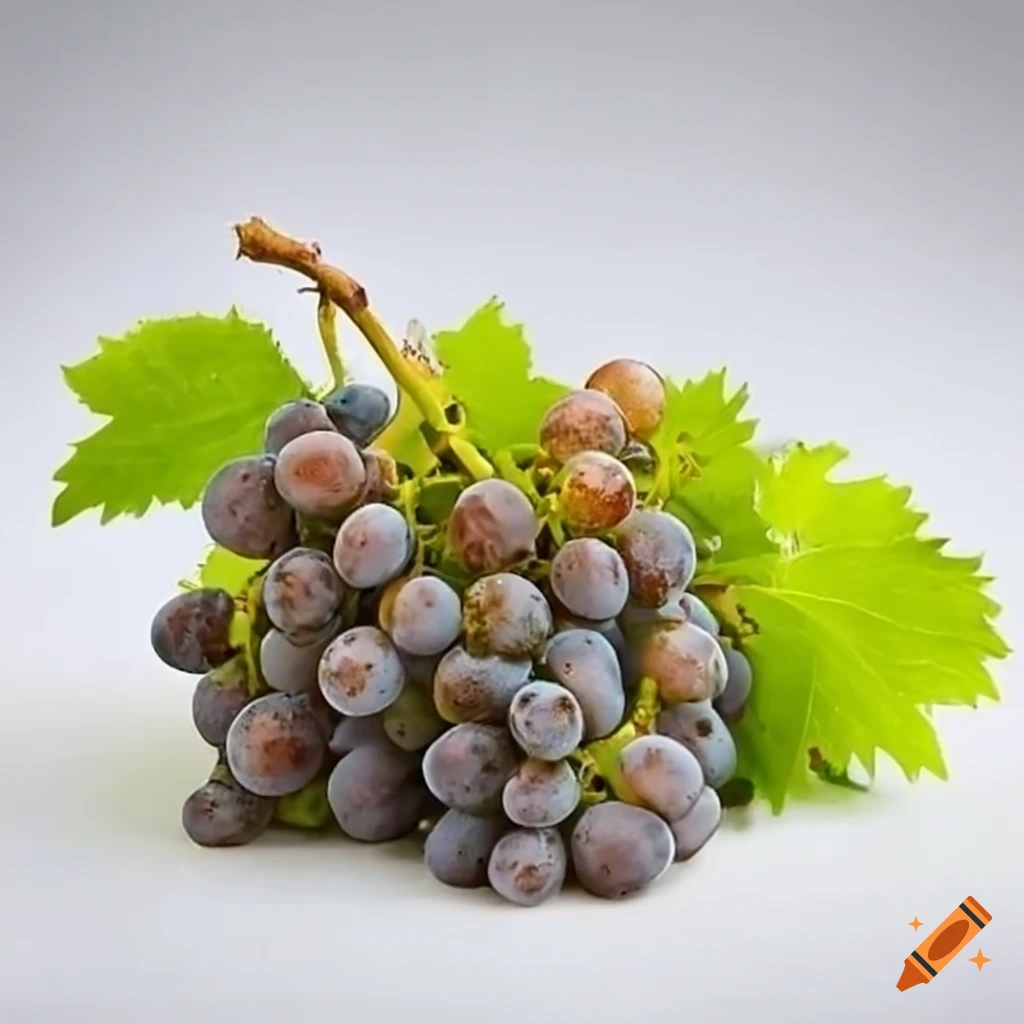 Close-up of fresh grapes on a white backdrop on Craiyon