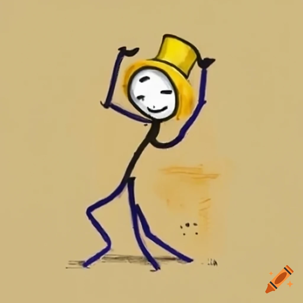 Yellow top hat stickman illustration on Craiyon
