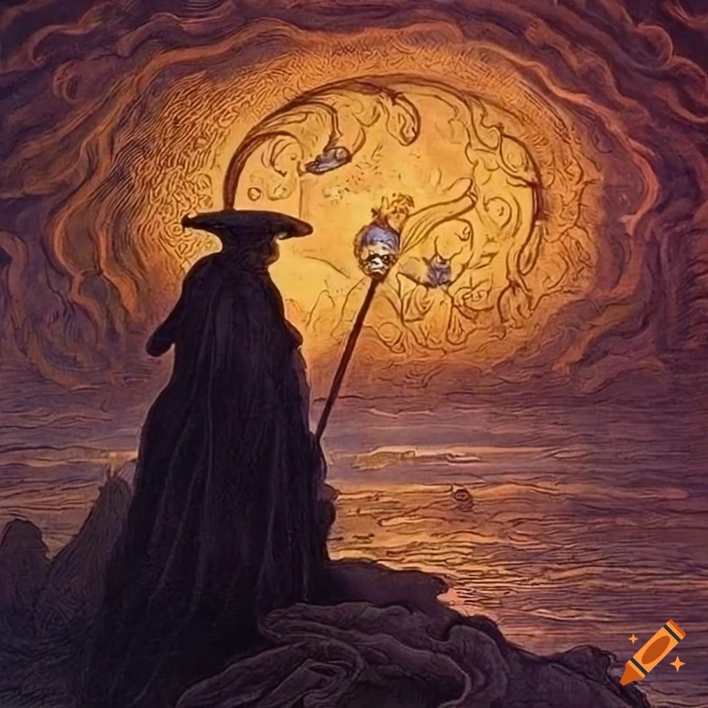 Gustave doré's drawing of a greek-themed torch