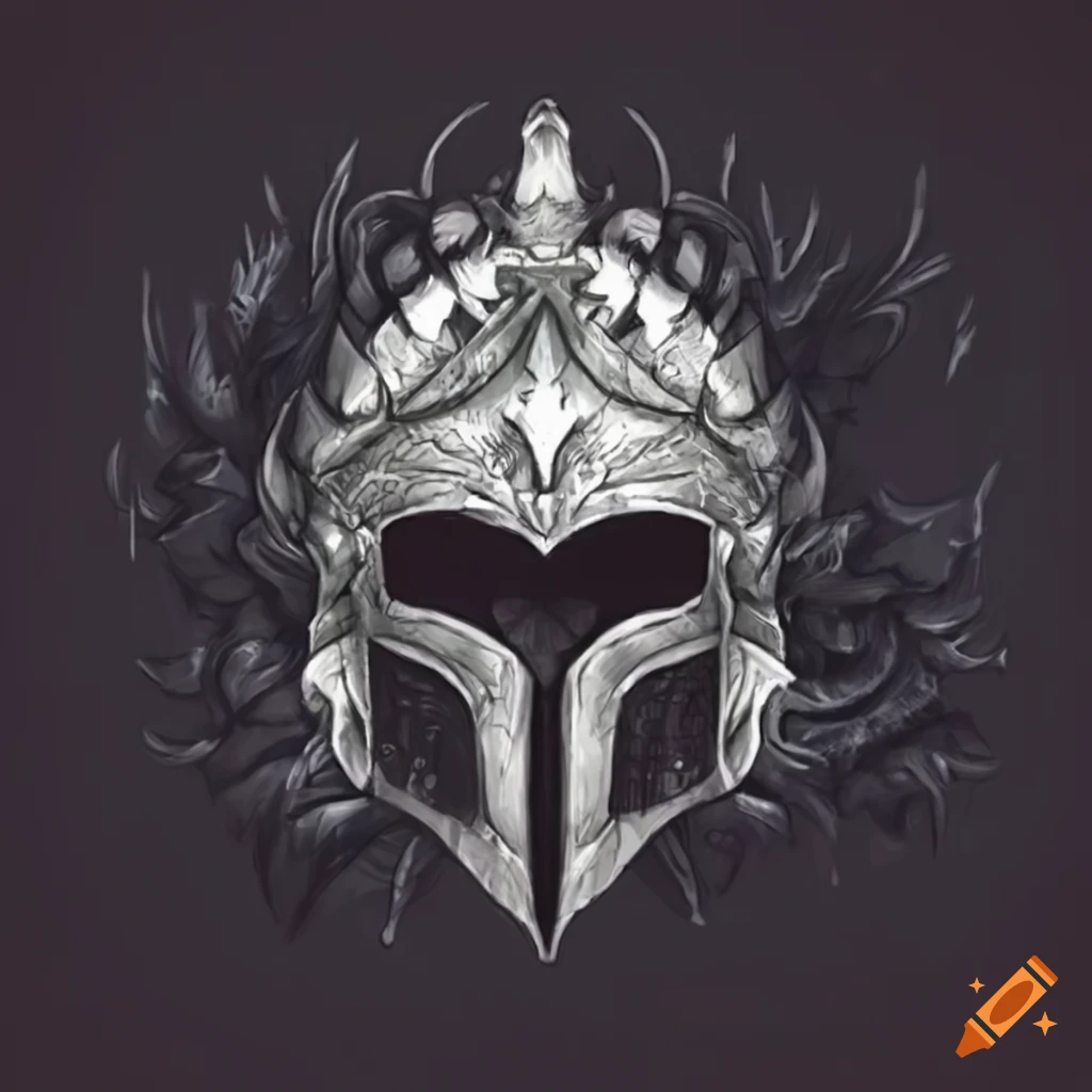 Hand drawn dragon knight helmet on Craiyon