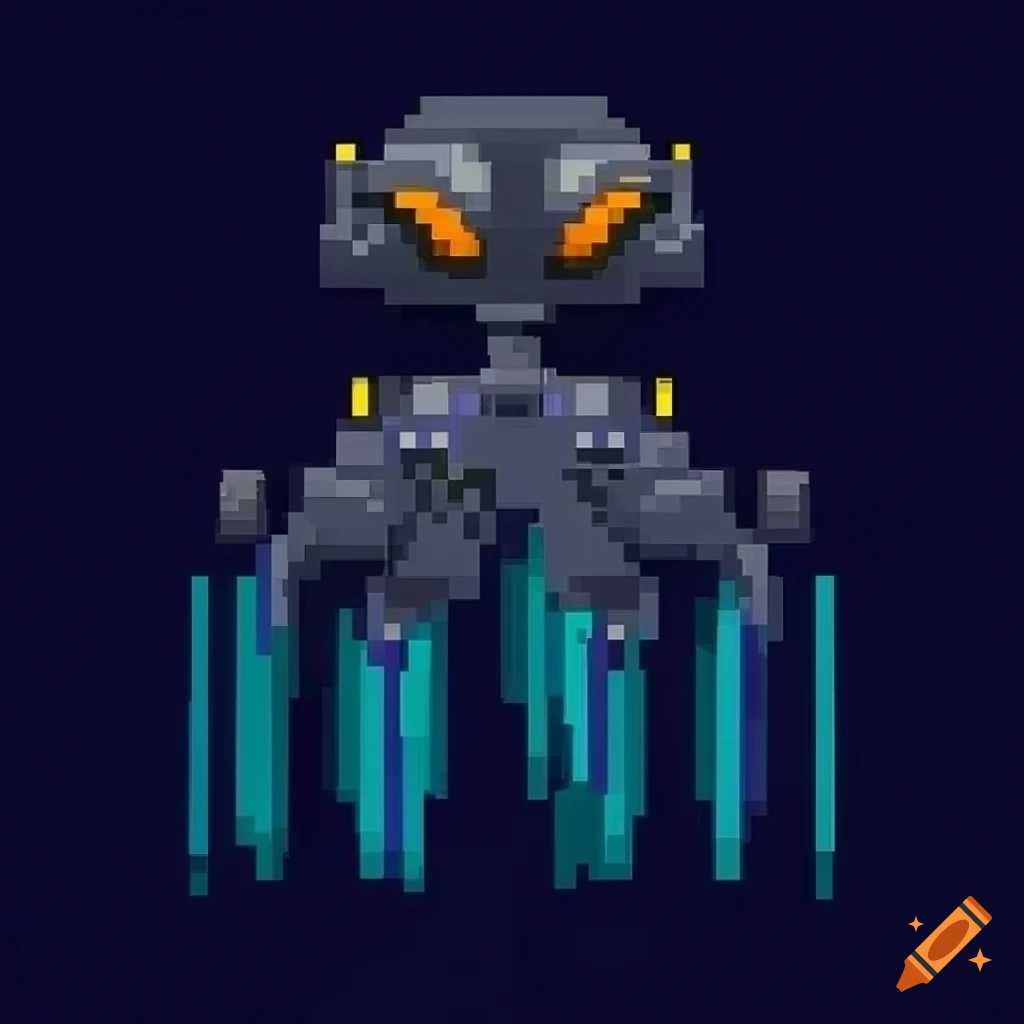 Pixel art of an alien spaceship on Craiyon