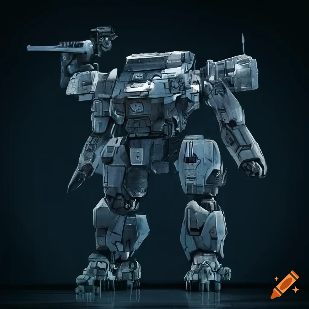 Dark green mech with laser guns on Craiyon