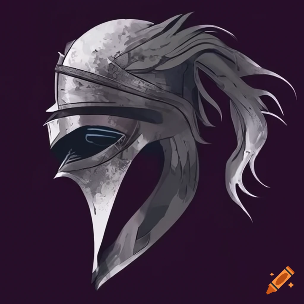 Evil knight helmet illustration on Craiyon