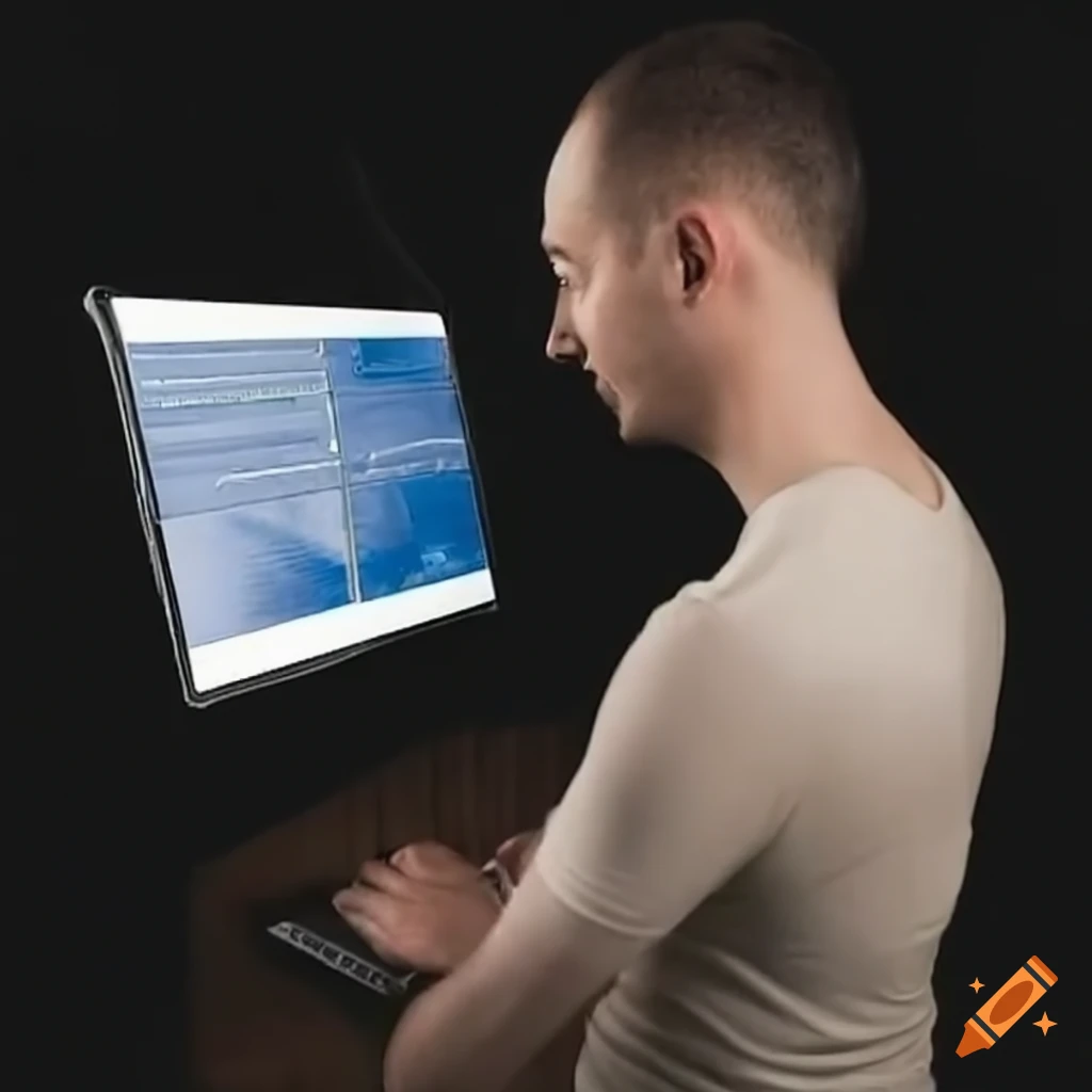 Man creating a website on computer on Craiyon