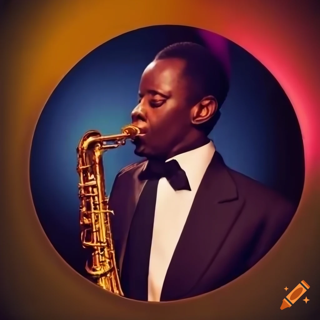 Photo of a black male jazz performer on stage