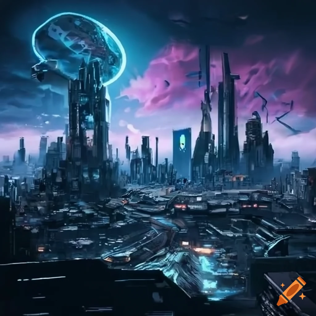 Futuristic utopian cityscape on Craiyon