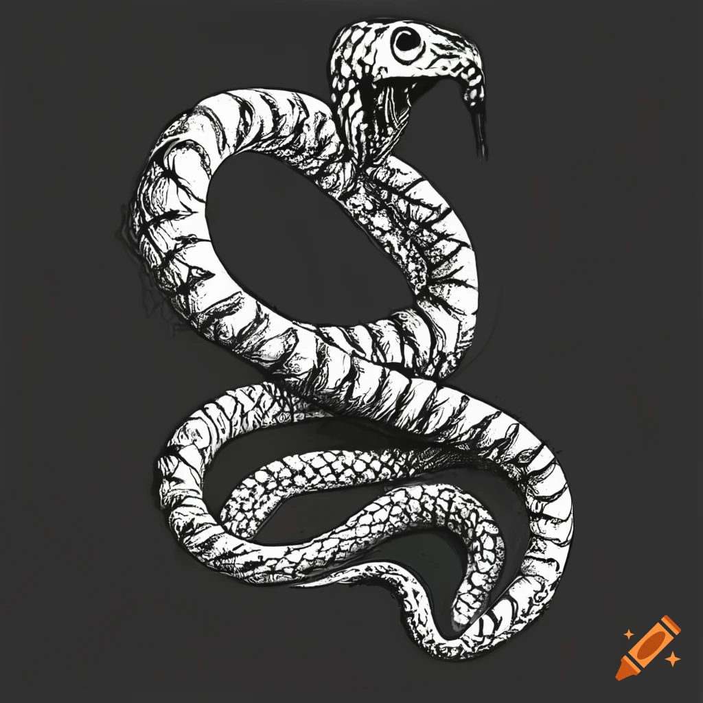 Psychedelic snake biting in a round image on Craiyon