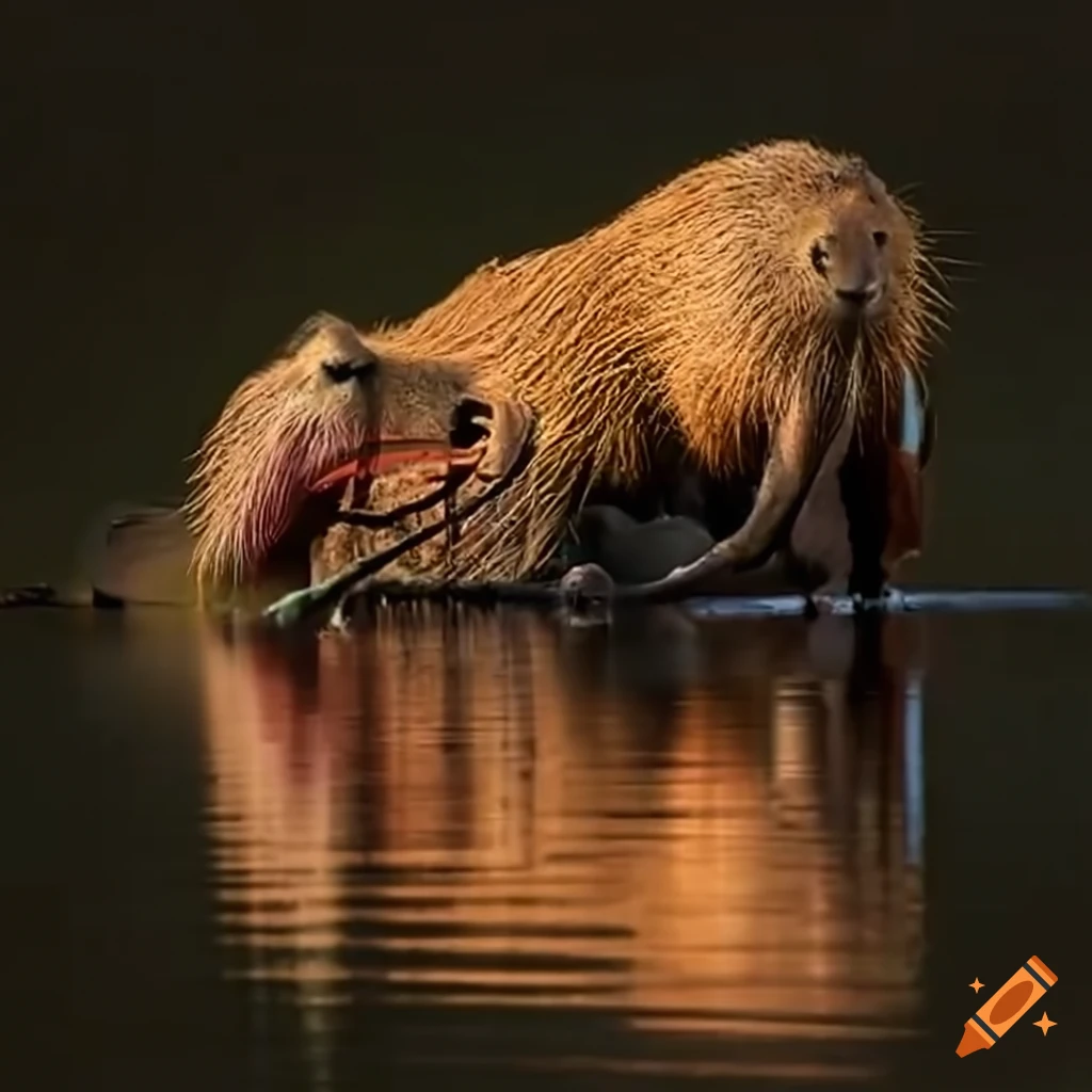 Capybara riding a giant lobster on Craiyon
